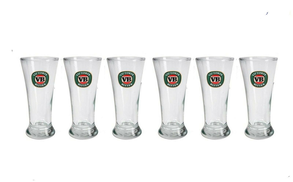 VB Victoria Bitter 6 x Beer Skol Middy Glasses 285ml BNWOB Man CAVE AU ...