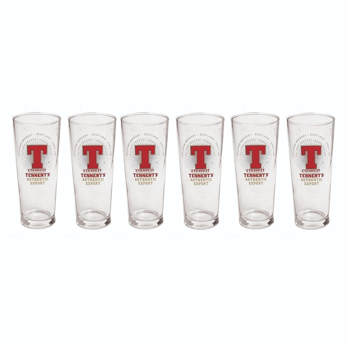 TENNENT'S LAGER EXPORT 6 x Half Pint Beer Glasses 300ml Man Cave SCOTL ...
