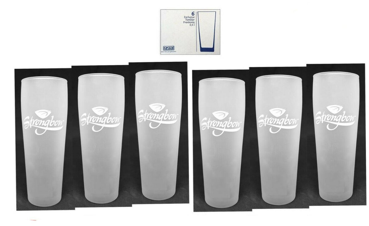 STRONGBOW CIDER UK 6 x RASTAL FROSTED CONTOUR GLASSES 450ml BNIB MAN C ...