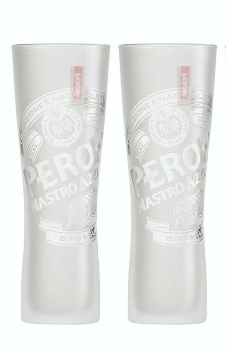 Peroni Beer Nastro Azzuro Frosted Etched Beer Glasses 2 pack 600/500ml ...